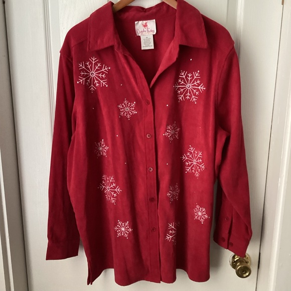 Quacker Factory | Tops | Quacker Factory Red Suede Feel Long Sleeve ...